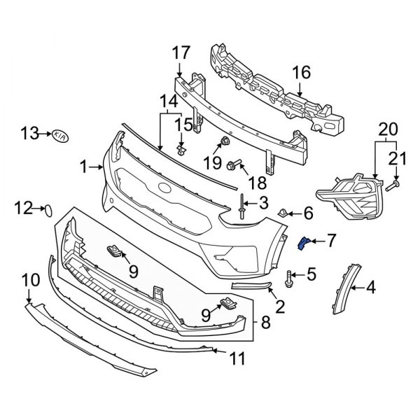 Kia OE 86554Q4000 - Right Outer Bumper Molding Bracket