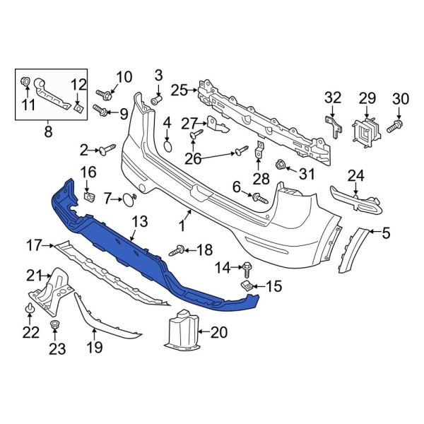 Kia OE 86612G5600 - Rear Lower Bumper Cover