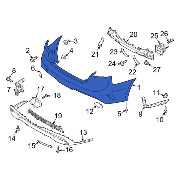 Kia OE 86610J5300 - Rear Upper Bumper Cover