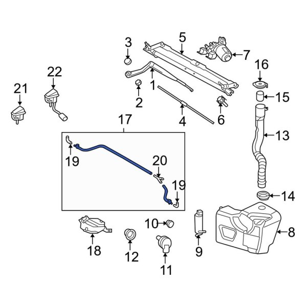 Land Rover OE DNH000133 - Front Windshield Washer Hose