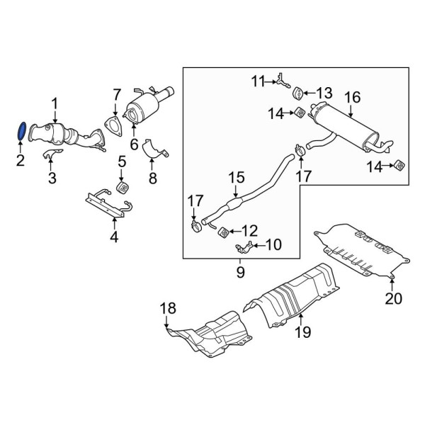 Land Rover OE WCM500120 - Center Catalytic Converter Gasket