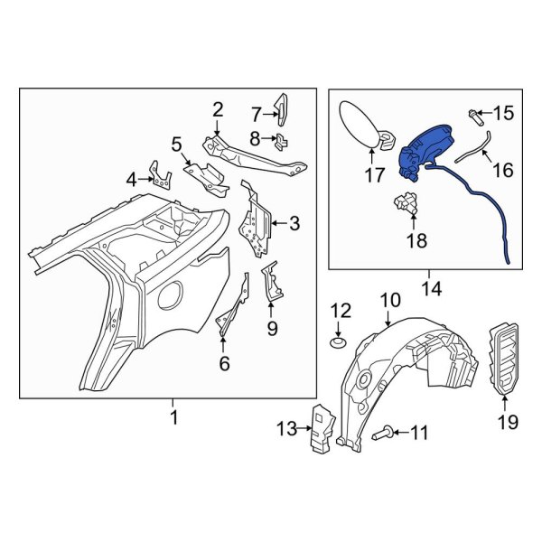 Land Rover OE LR092637 - Rear Fuel Filler Housing