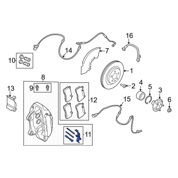 Land Rover OE LR113962 - Front Disc Brake Caliper Hardware Kit