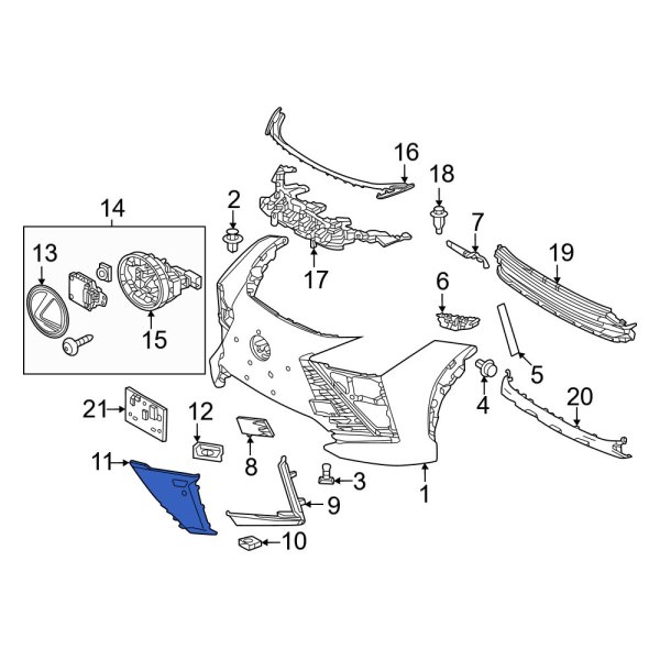 Lexus OE 5211546900 - Front Right Bumper Cover Spacer Panel