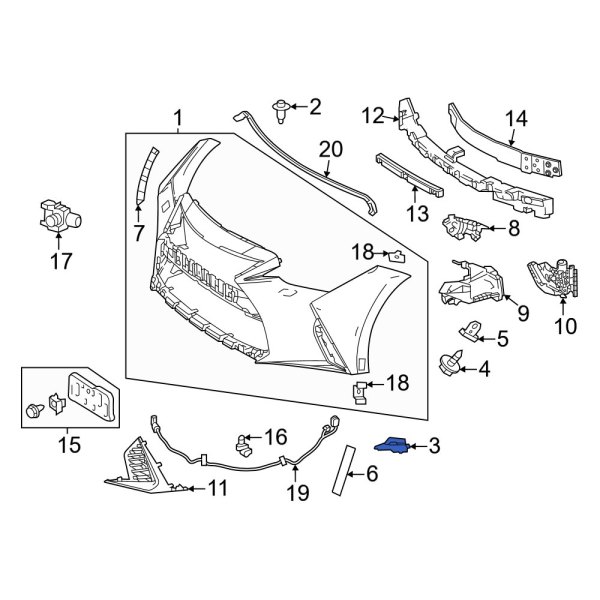 Lexus OE 5211653100 - Front Left Bumper Cover Support Rail