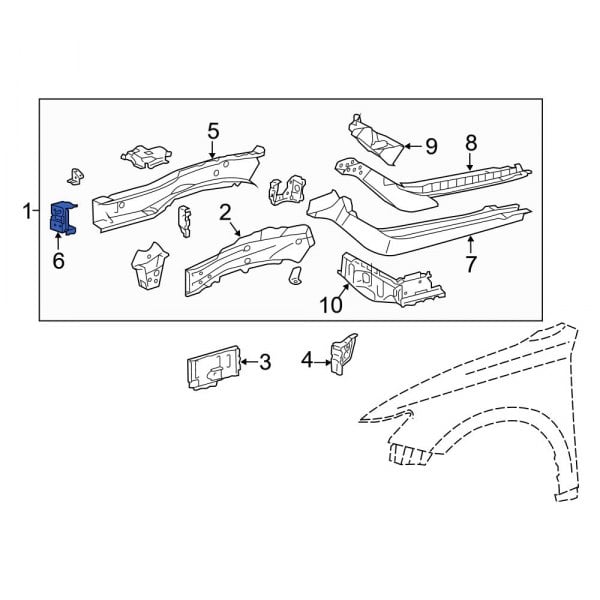 Lexus OE 5711706030 - Front Right Frame Rail End