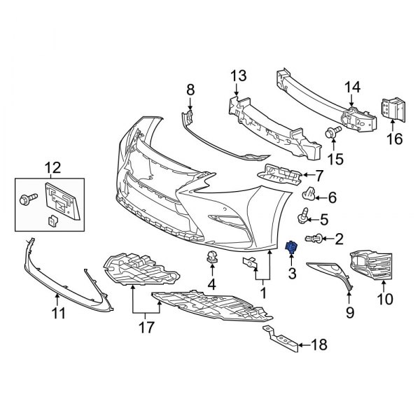 Lexus OE 5387906100 - Front Outer Bumper Cover Retainer