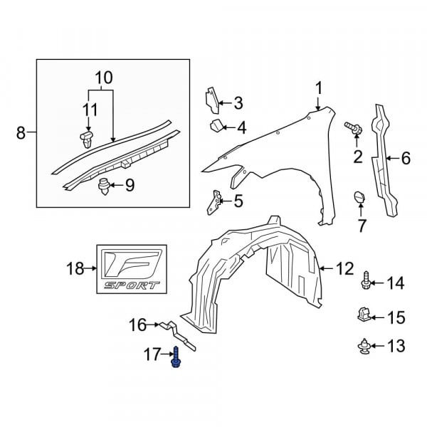 Lexus OE 9015960477 - Lower Bumper Cover Screw