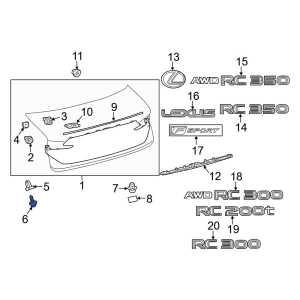Lexus OE 9015960498 - Deck Lid Finish Panel Screw