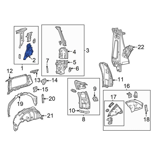 Lexus OE 6171260100 - Left Outer Body C-Pillar Reinforcement