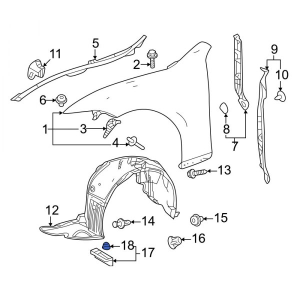 Lexus OE 5387947020 - Fender Liner Extension Clip