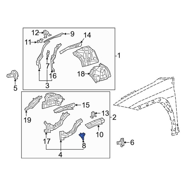Lexus OE 5381402180 - Front Left Fender Apron Extension