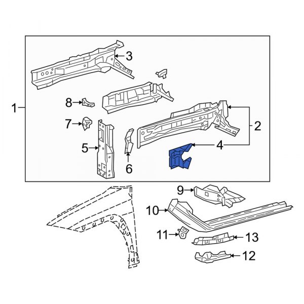 Lexus OE 5703647031 - Front Left Outer Fender Rail Bracket