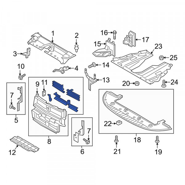 Lincoln OE HP5Z8475A - Front Radiator Shutter Assembly