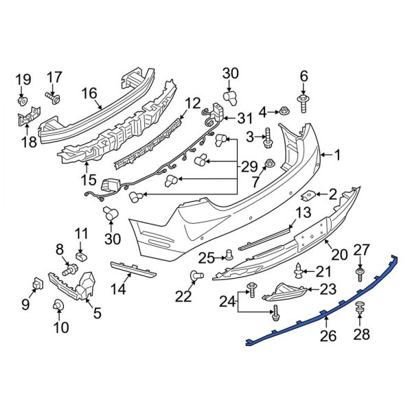 Lincoln OE HP5Z17C830A - Rear Center Bumper Trim