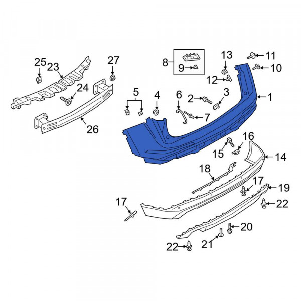 Lincoln OE LJ7Z17810SBPTM - Rear Upper Bumper Cover