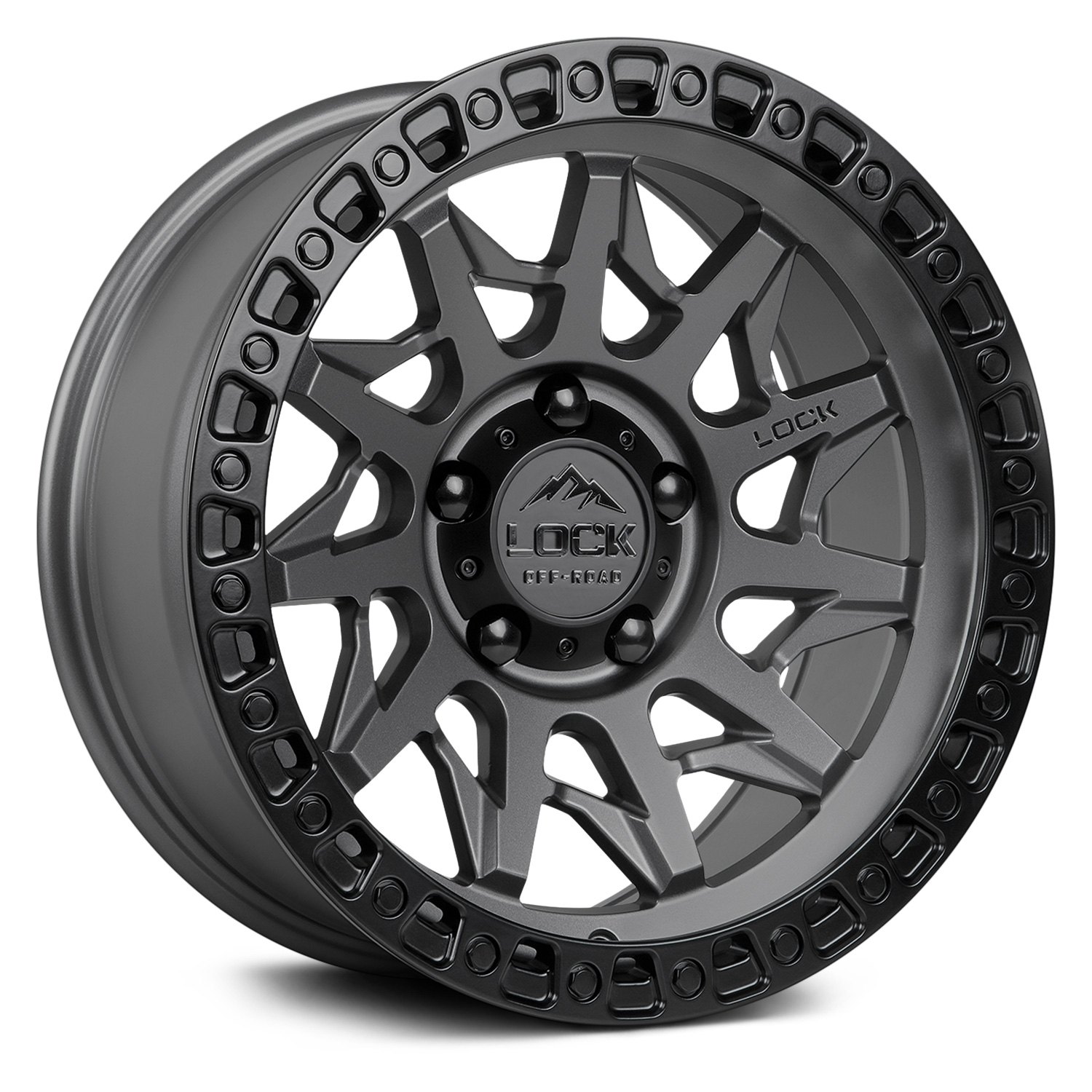 LOCK OFF-ROAD® LUNATIC Wheels - Matte Gray with Black Ring Rims