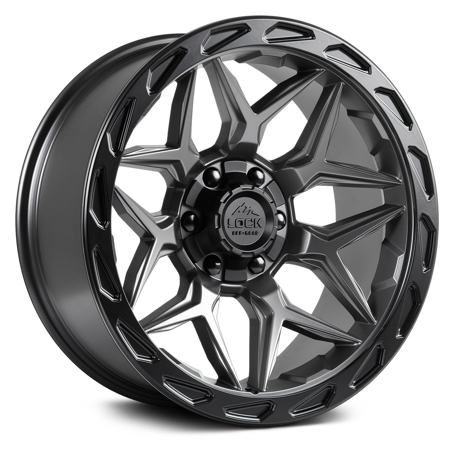 LOCK OFF-ROAD® MATRIX Wheels - Matte Gray with Black Ring Rims
