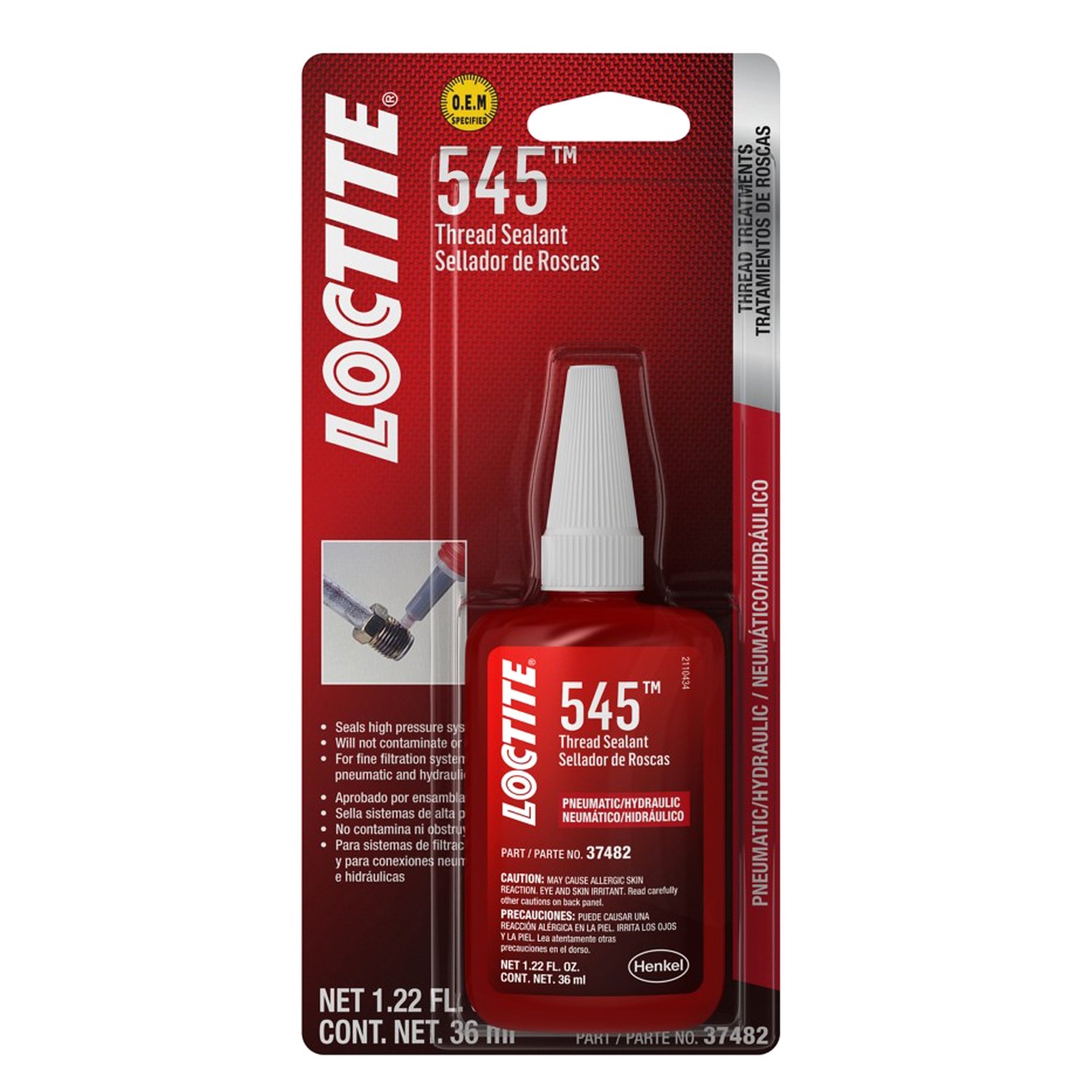 Loctite® 492145 - 545 Pneumatic Hydraulic Thread Sealant Bottle