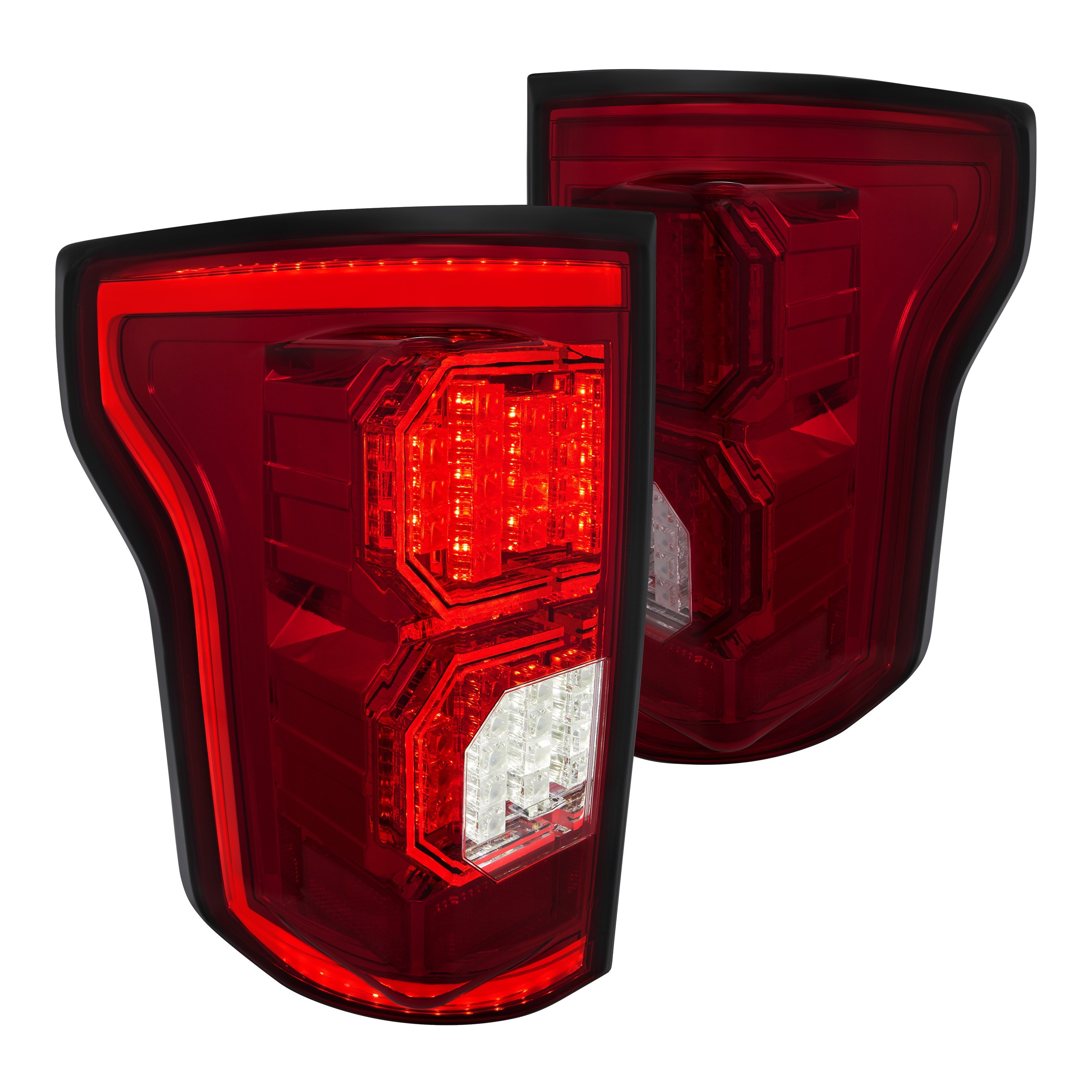 Lumen® 88-1001336 - Chrome Red/Smoke Tron Style Fiber Optic LED Tail Lights