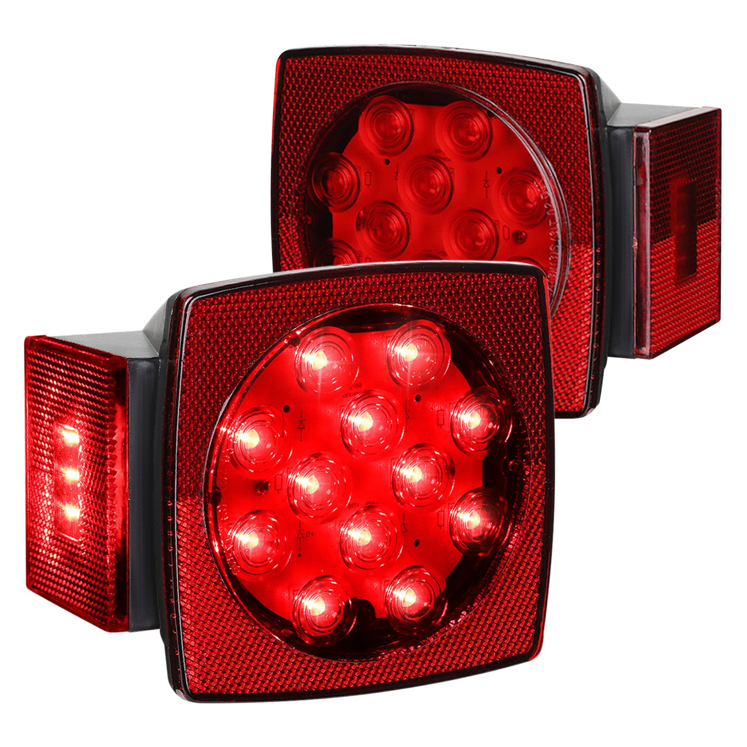 Lumen® 88-1001947 - 4" Red Square LED Combination Tail Lights