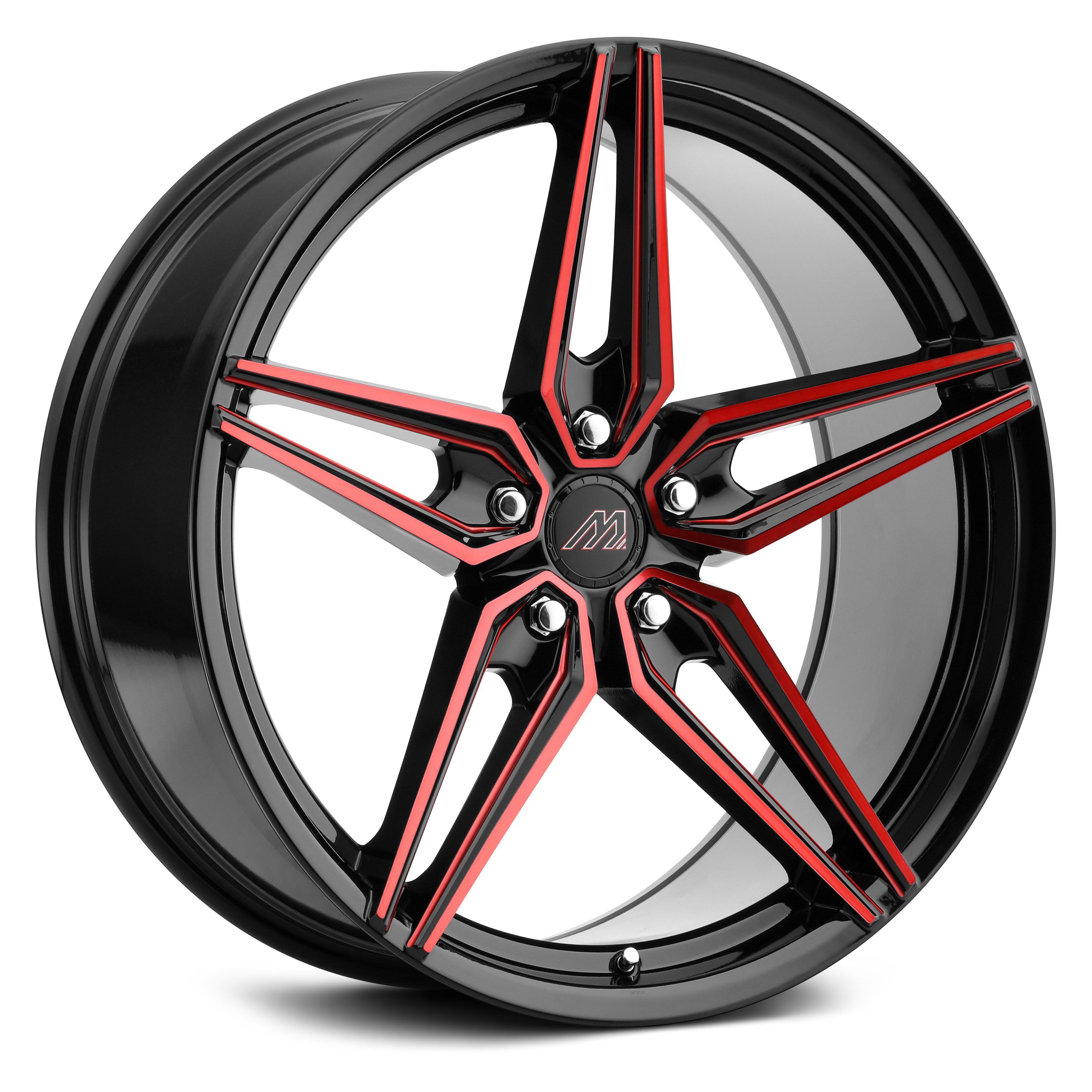 MACH FORGED® MF2 Wheels - Gloss Black with Red Face Rims
