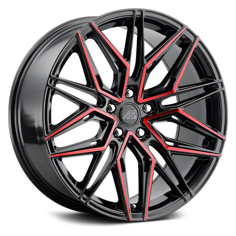 MACH FORGED® MF6 Wheels - Gloss Black with Red Face and Undercut Rims