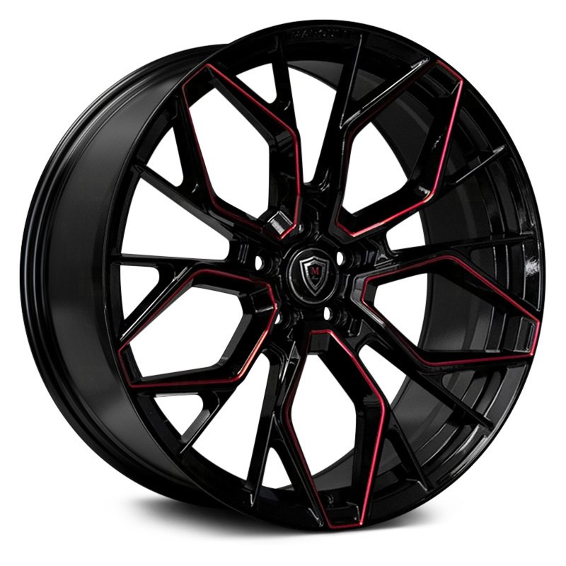 MARQUEE LUXURY® M1004 Wheels - Gloss Black with Red Milled Accents Rims