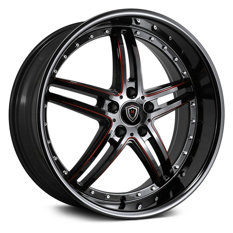 MARQUEE LUXURY® M5329 Wheels - Gloss Black with Red Milled Accents Rims