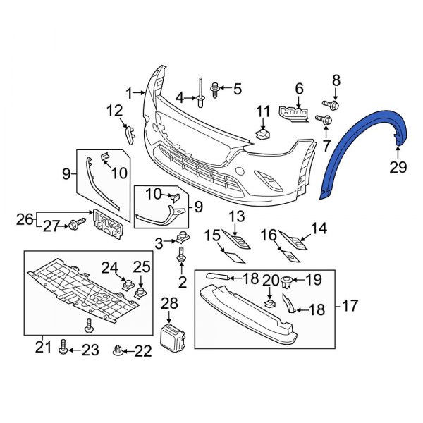 Mazda OE D10E51W50C - Rear Right Wheel Arch Molding