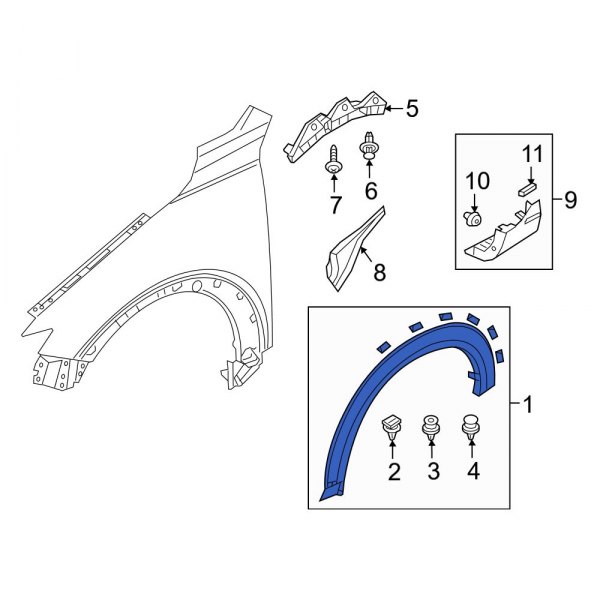 Mazda OE D10E51W30C - Front Left Wheel Arch Molding