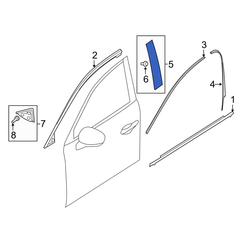 Mazda OE TK496916YB - Front Left Forward Door Applique