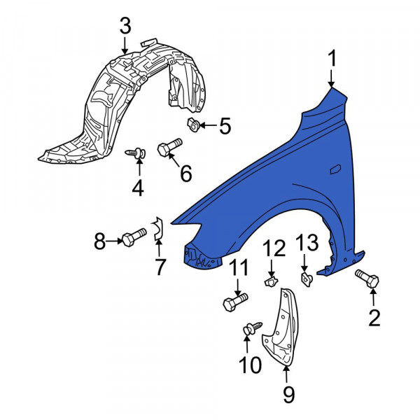 Mazda OE BP4K52211D - Front Left Fender