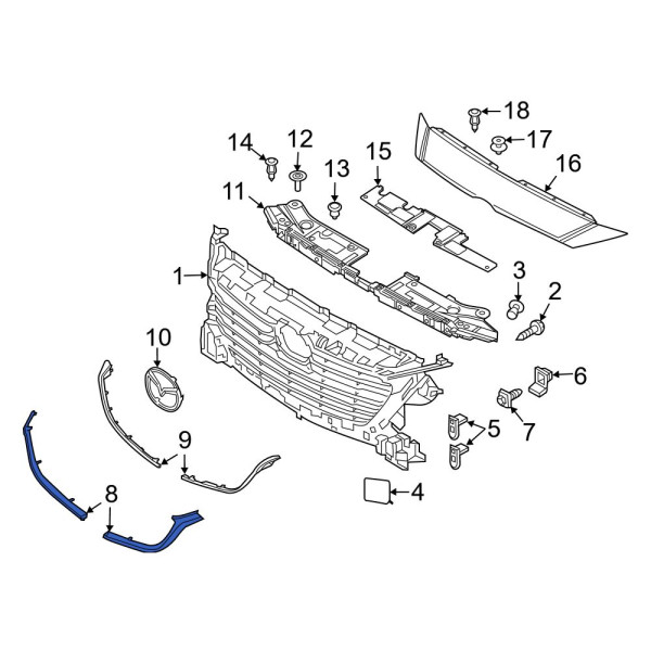 Mazda OE BANE507K1 - Front Left Outer Grille Molding
