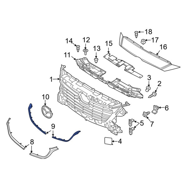 Mazda OE BANE50B51A - Front Left Inner Grille Molding
