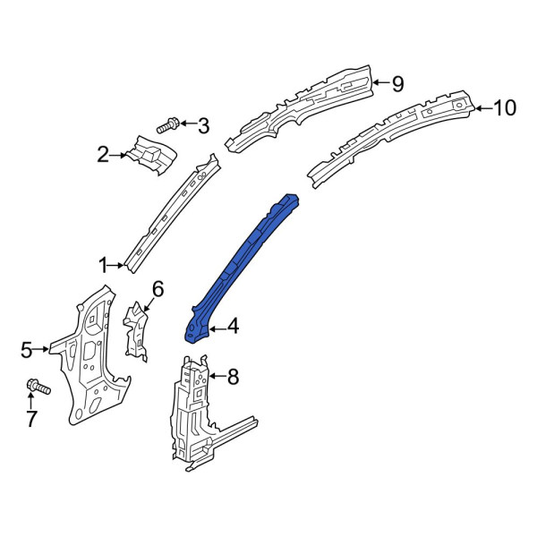 Mazda OE BDTS7024X - Right Upper Body A-Pillar Reinforcement