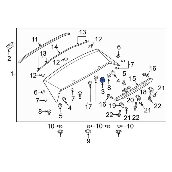 Mazda OE KB8A51SJ3 - Upper Liftgate Finish Panel Clip