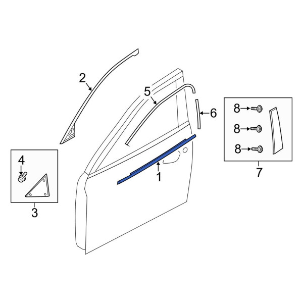 Mazda OE GHP950650F - Front Left Door Belt Molding