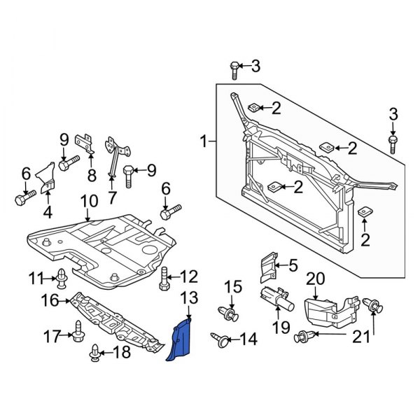 Mazda OE BP4K56115F - Front Left Radiator Support Splash Shield
