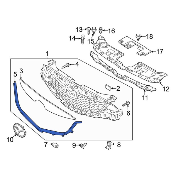 Mazda OE KD53507J1A - Front Grille Molding