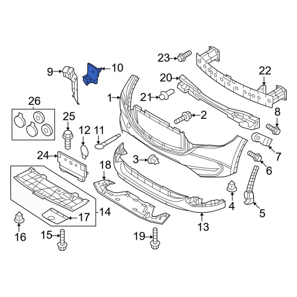 Mazda OE KSD450161 - Front Left Lower Bumper Cover Bracket