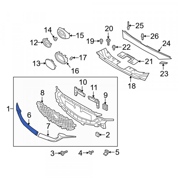 Mazda OE KB8A507J1B - Front Right Lower Grille Molding