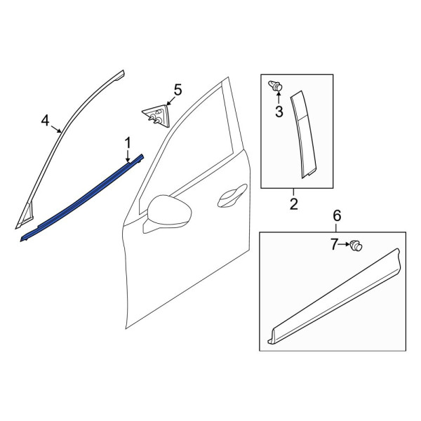 Mazda OE KB7W50650C - Front Left Door Belt Molding