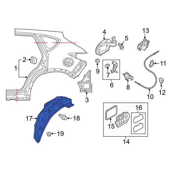 Mazda OE KB7W561J1A - Rear Left Quarter Panel Splash Shield