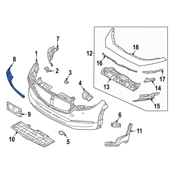 Mazda OE DGH9507K0B - Front Left Bumper Trim