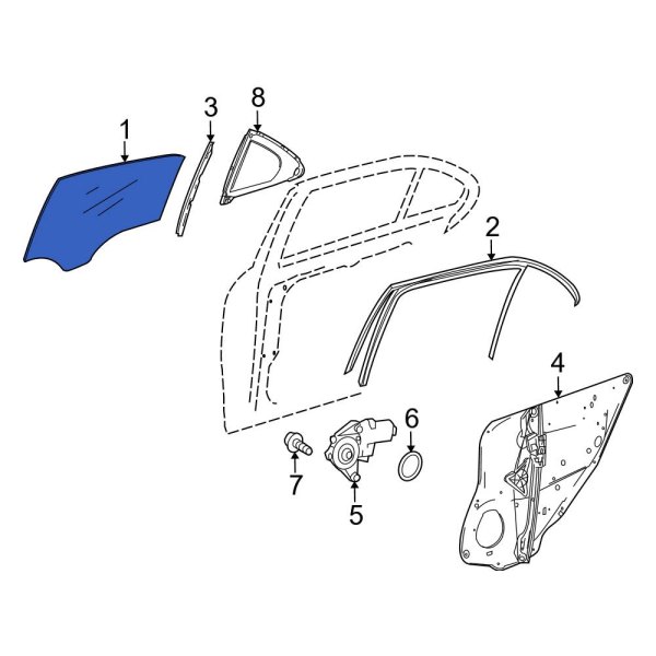 Mercedes-Benz OE 2127352910 - Rear Left Door Glass