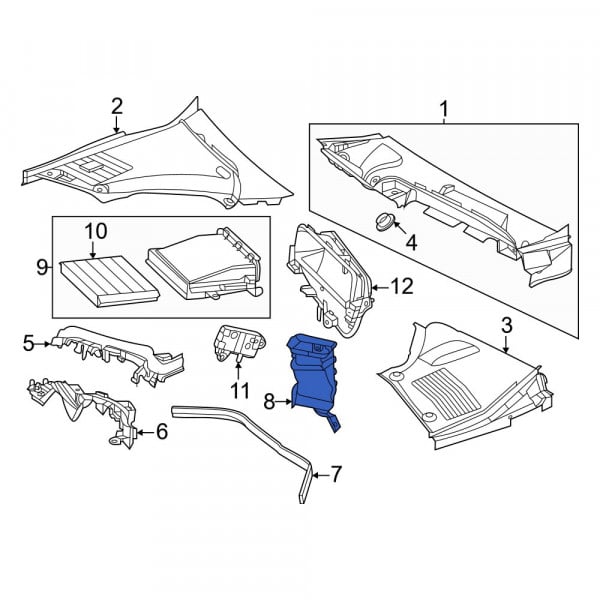 Mercedes-Benz OE 2148320000 - Front Right Cowl Panel Drain Hose