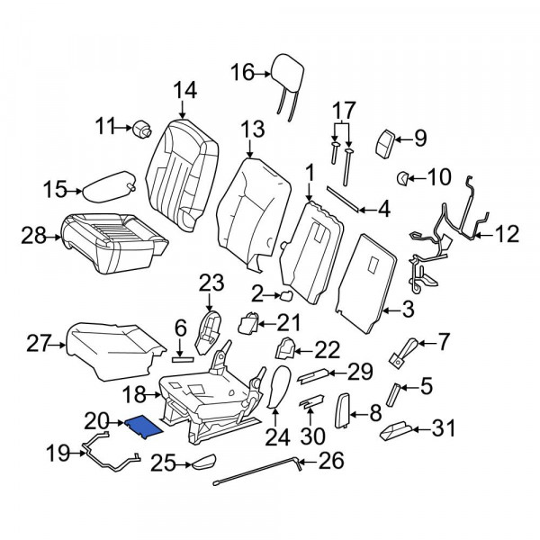Mercedes-Benz OE 25192908439051 - Center Seat Frame Trim Panel
