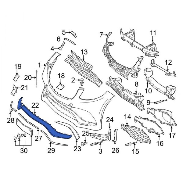 Mercedes-Benz OE 29288537229999 - Front Upper Center Bumper Trim