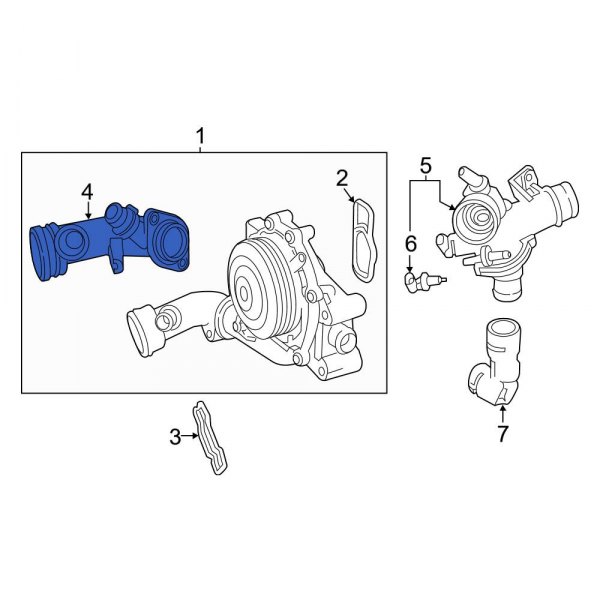 Mercedes-Benz OE 6512001651 - Engine Coolant Inlet Flange